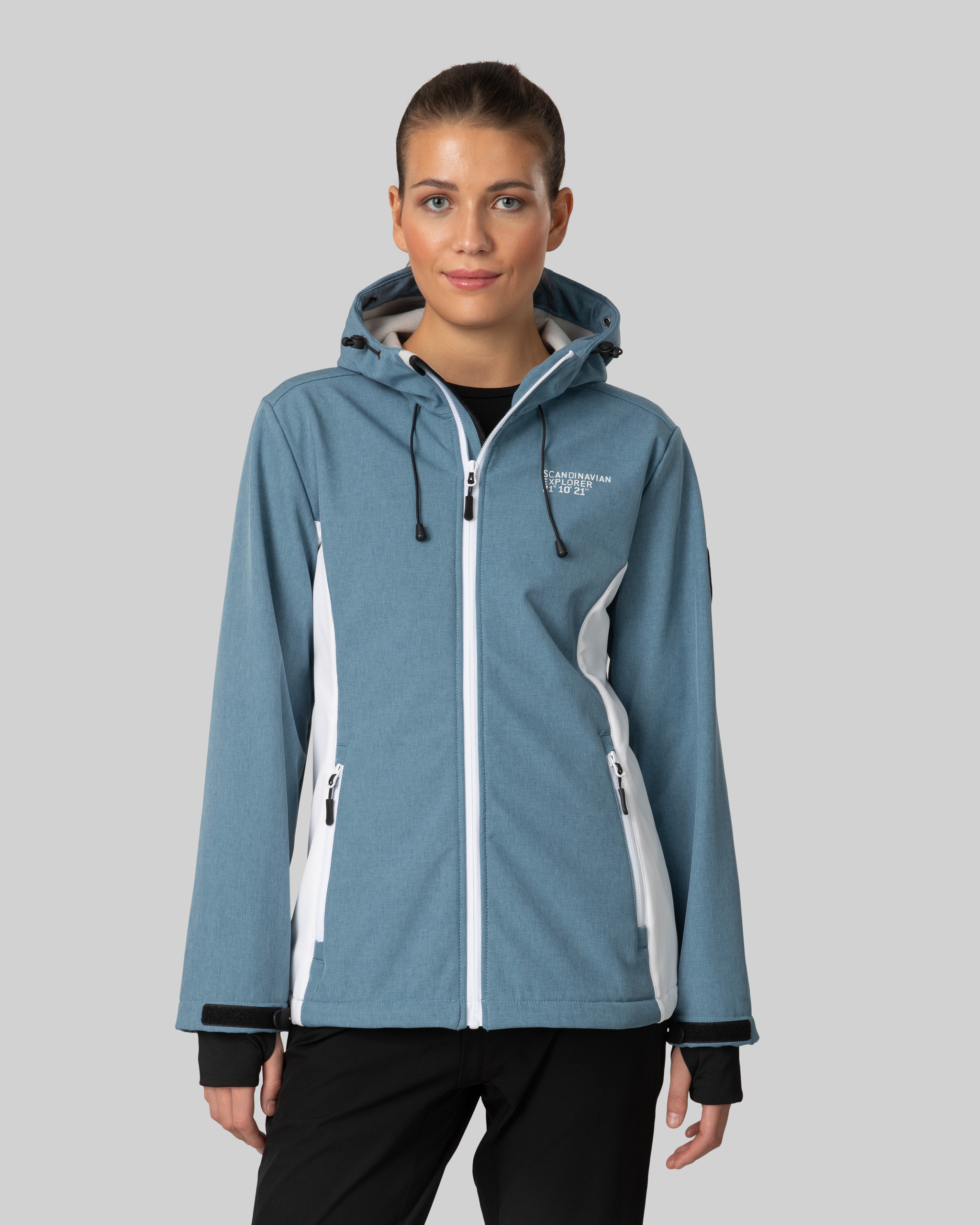 Womens Softshell Jacket - Blue Steel/White Melange
